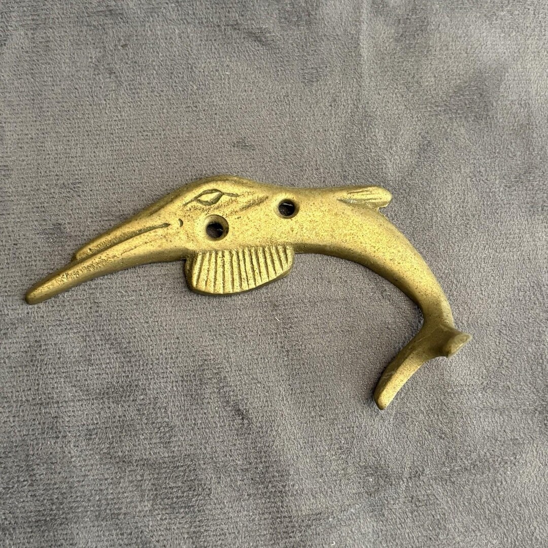 Vintage Brass Swordfish Wall Hook Nautical Marlin Fish Coat Towel ...