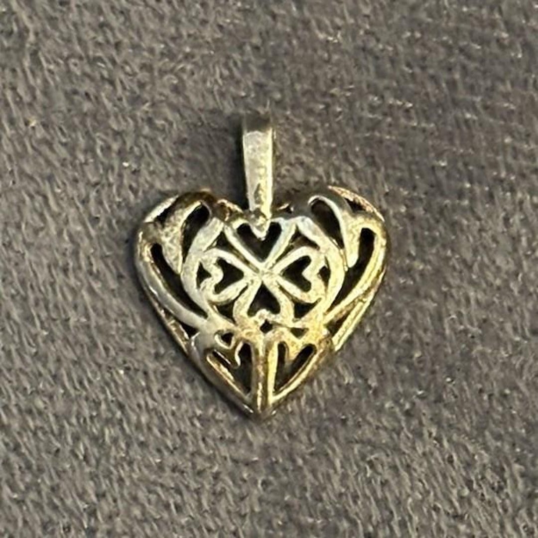 Vintage 925 Sterling Silver Scroll Openwork Heart Charm Pendant - Etsy