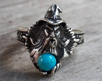 wizard ring onyx sterling silver magic fantasy mythical | Etsy