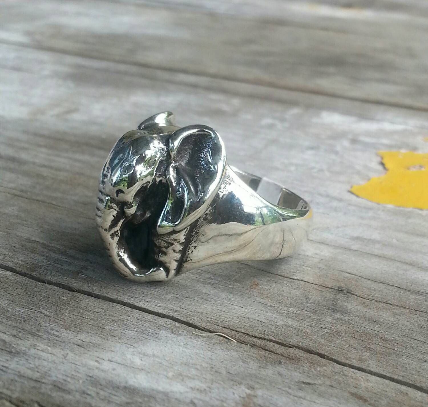 Chunky Elephantanimal Ring Sterling Silversolid Large | Etsy