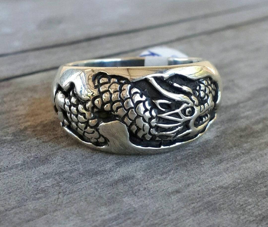 Silver Dragon Ring,sterling Silver,wedding Band,hand Made,steampunk ...