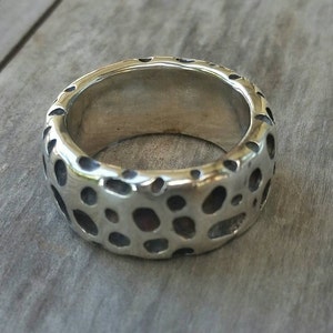 Wide Mens Ring,chunky Heavy,solid Sterling Silver Band,rustic, Hammered ...