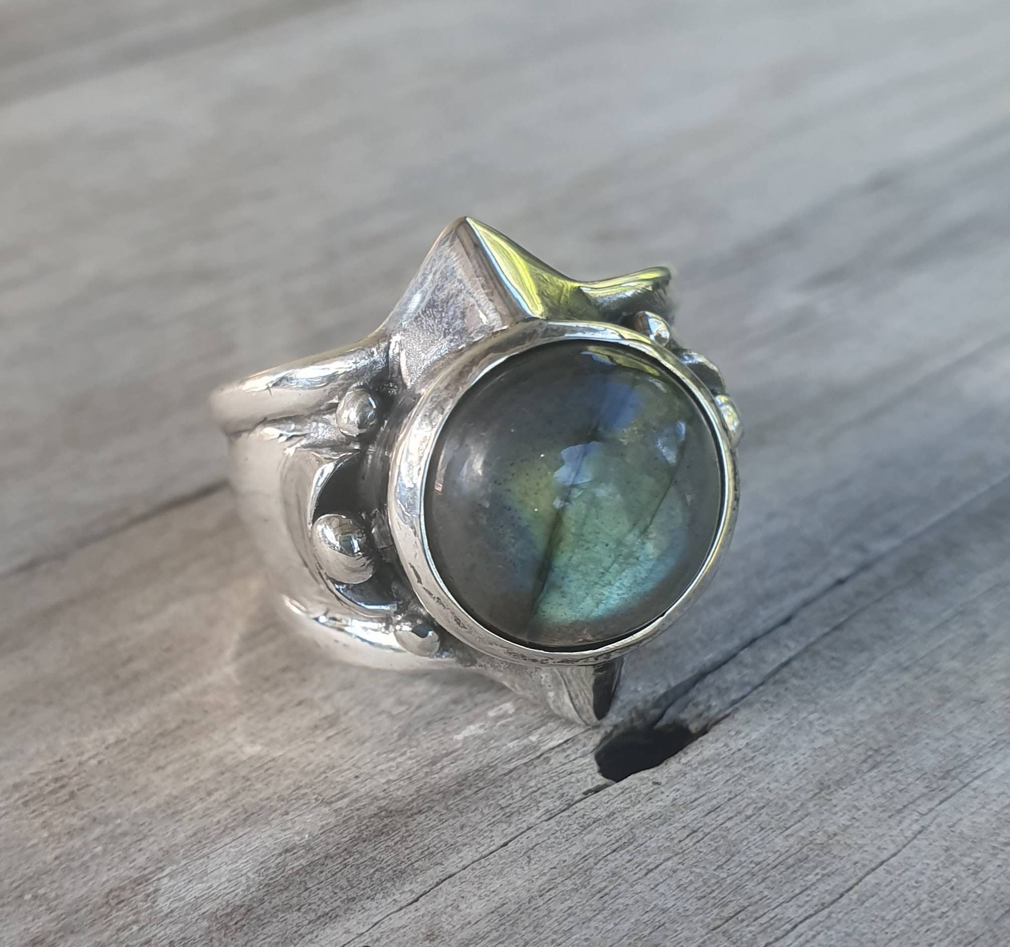 Labradorite ringsterling silverlabradorite chunky unisex | Etsy