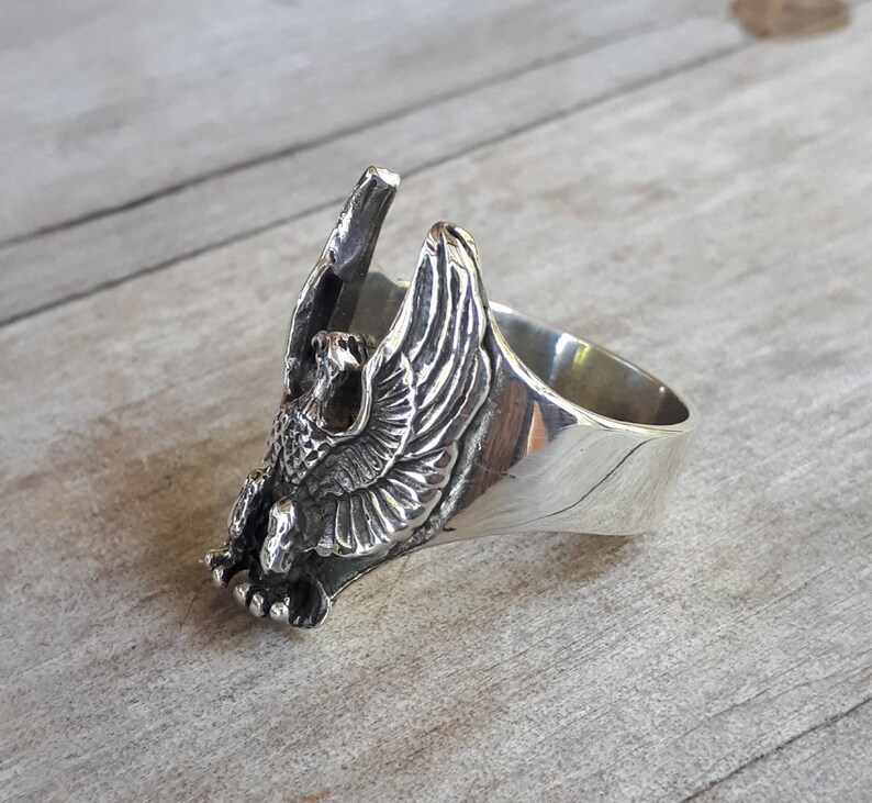 Eagle Ring,spread Eagle,phoenix,bird Ring,sterling Silver,handmade ...