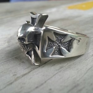 Skull Cross Ring, ,even Cross,sterling Silver,handmade,steampunk,gothic ...