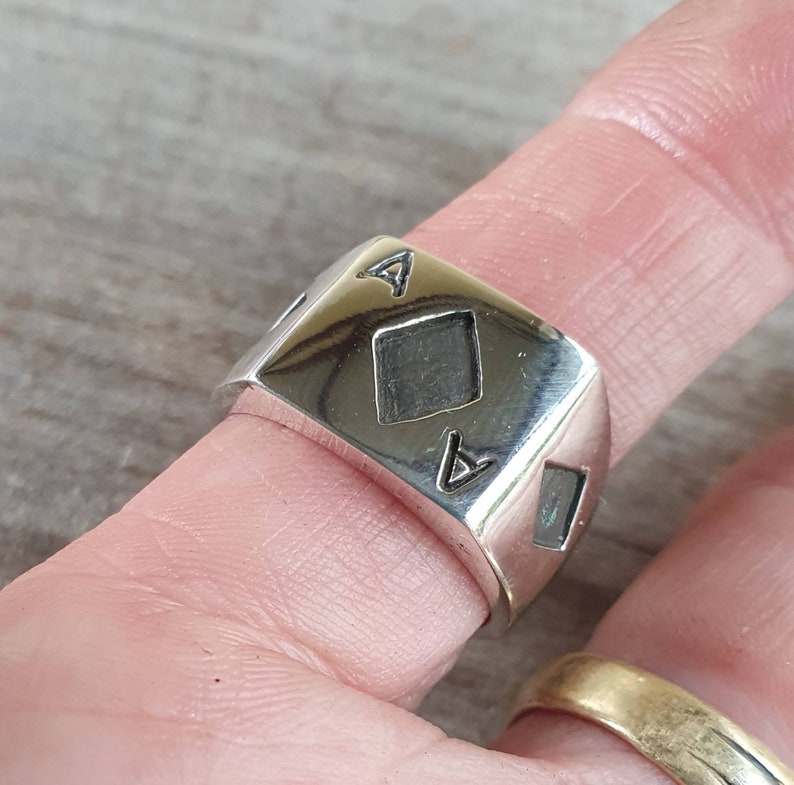 Ace of diamonds ringgamblingsterling silverace ringvegas | Etsy