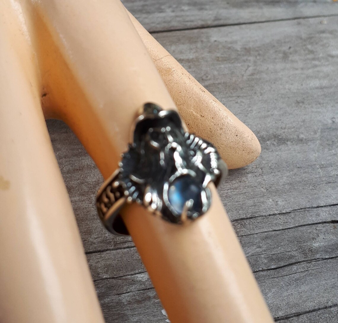 Wizard Ring Sterling Silver Labradorite Magic Fantasy Mythical - Etsy