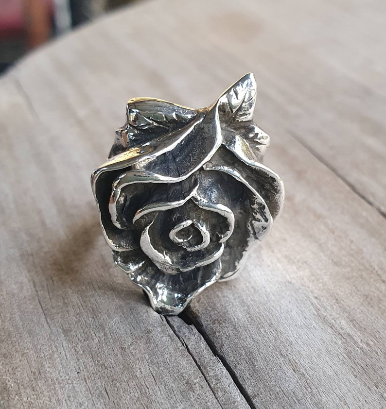 Rose Ring,large Victorian Style Rose, Sterling Silver,long Ring,vintage ...