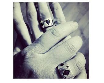 Ace of Hearts,ace Ring,gambling,sterling Silver,vegas Wedding,casino ...