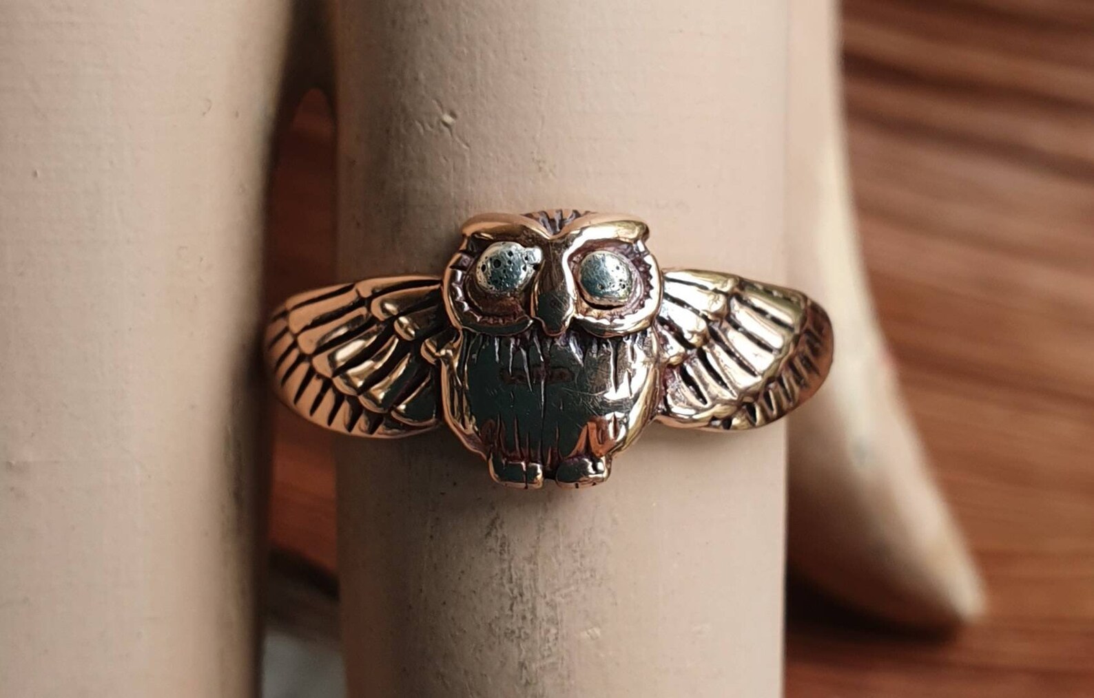 Rose Gold Owl Ring9ct Goldtwo Tone Petite Ringsmallpinkie - Etsy