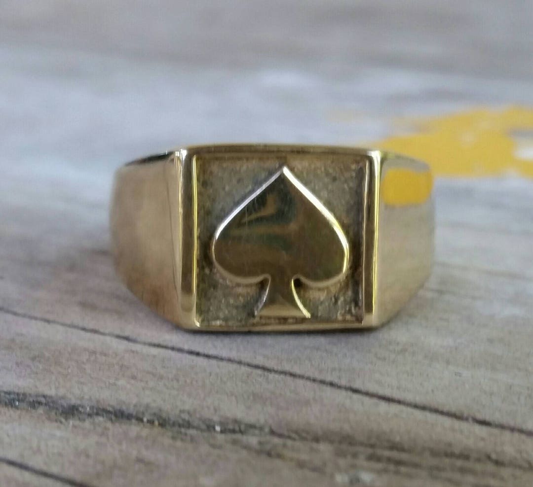 Ace of Spades Ring 9ct Gold Gambling Cards Poker Ring - Etsy
