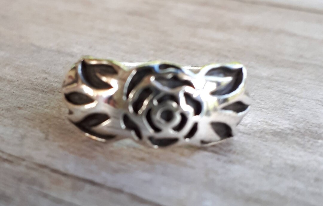 Rose Ring,sterling Silver,etched Rose,engraved Band,gothic,art Nouveau ...