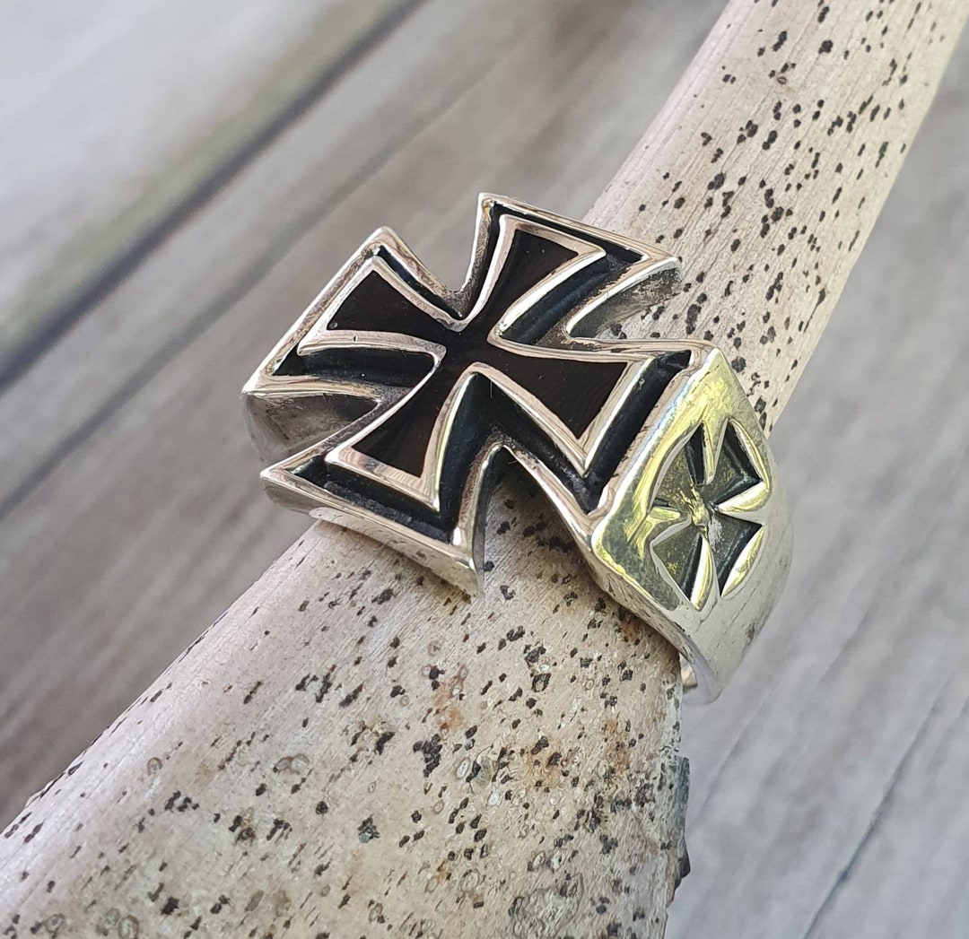 Solid Cross Ring,sterling Silver 925,black Enameled,size 12.5 Cross ...