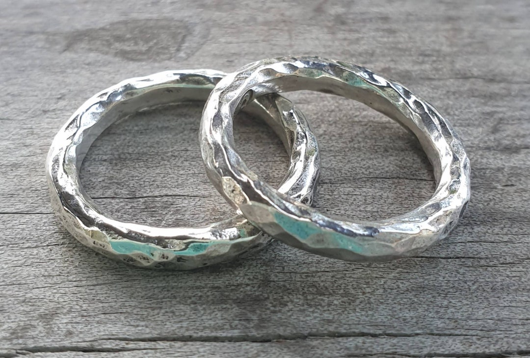 Stacking Rings,2.8m Round Hammered, Sterling Silver, Halo Ring,rustic Band,handmade,boho,goddess ...