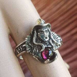 Witch Ring,sterling Silver,garnet,goddess,occult,magic,fantasy Mythical ...