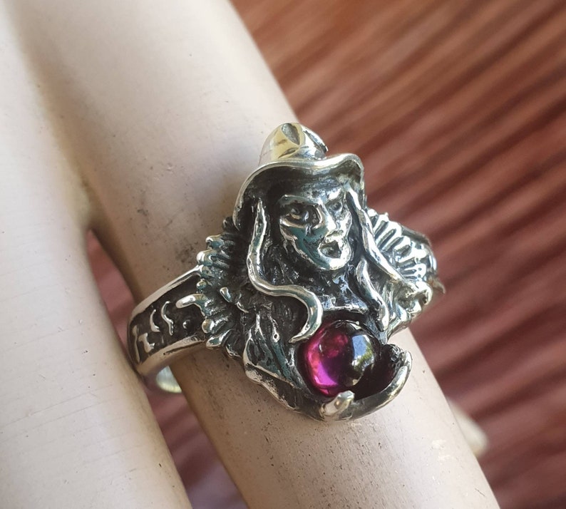 Witch Ring,sterling Silver,garnet,goddess,occult,magic,fantasy Mythical ...