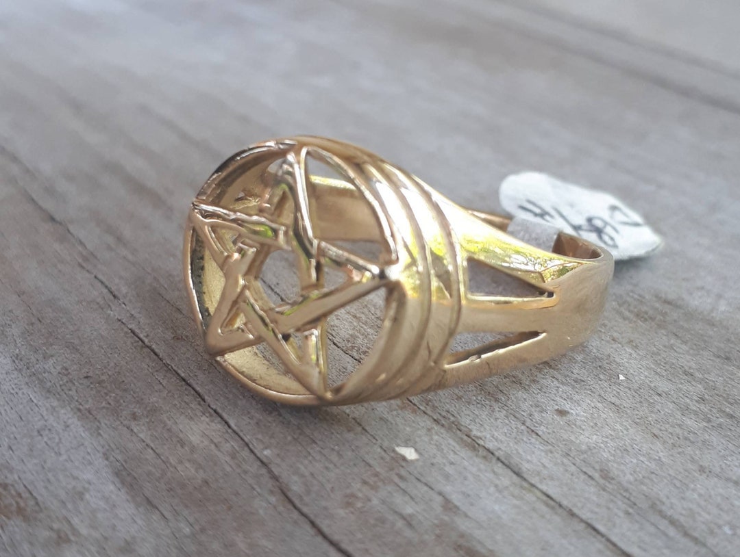 Gold Pentagram Ring,9k,9ct Gold Ring, Pentagram,star,occult,wiccan ...
