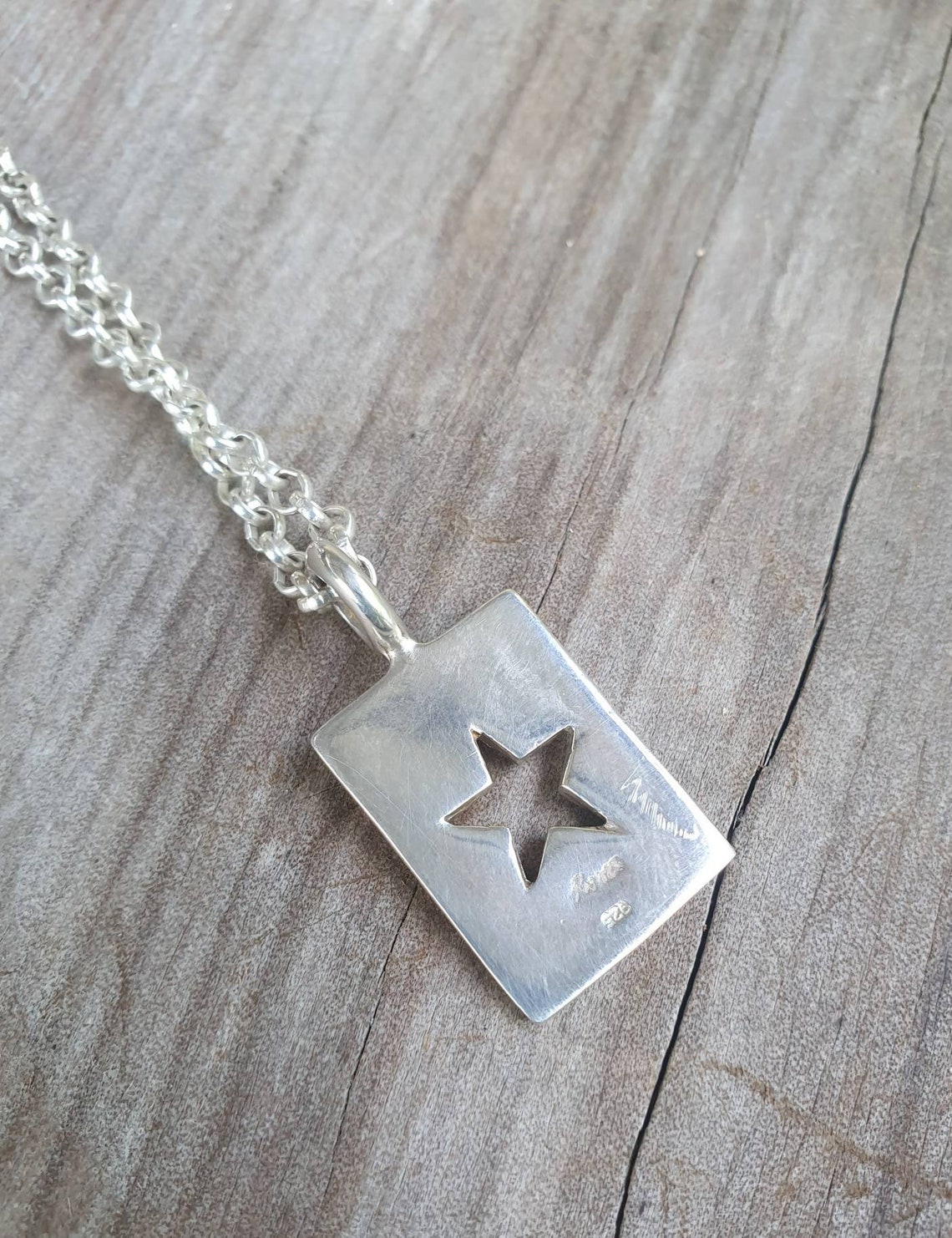 Star ID Tag,sterling Silver,handmade Star Pendant,rockabilly,hipster ...