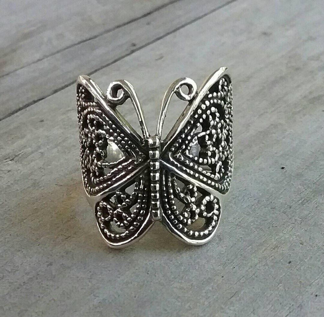 Butterfly Filegree Ring,925 Sterling Silver,boho Filegree,long Ring ...