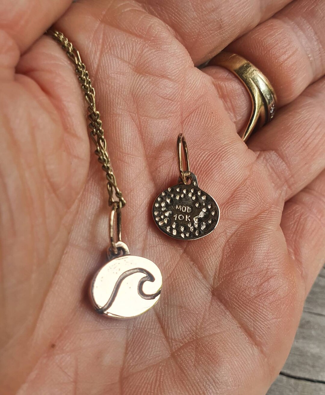 Gold Wave Surf Pendant,solid 10k Gold or 925 Sterling Silver Surfer ...