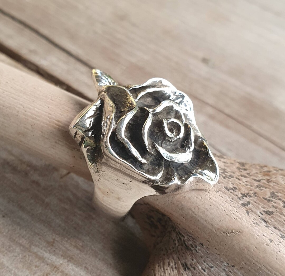 Large Rose Ring,925 Sterling Silver ,victorian Style Rose,long Ring ...