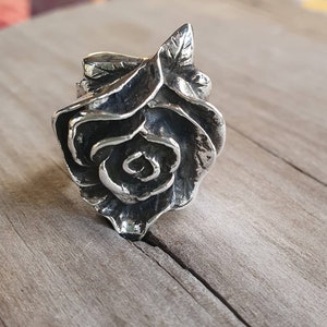 Rose Ring,large Victorian Style Rose, Sterling Silver,long Ring,vintage ...