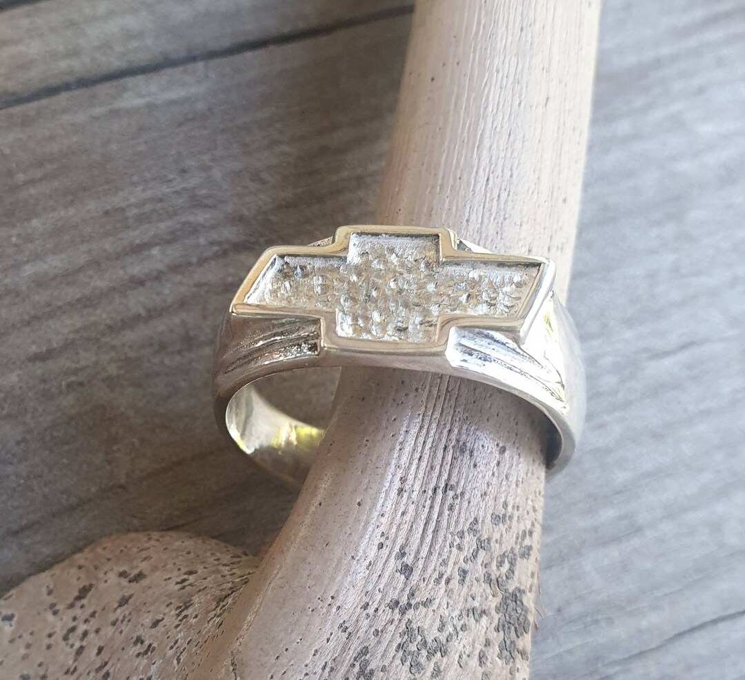 Chev Car Ring,sterling Silver, Small Cheve Ring,rockabilly,hot Rod ...
