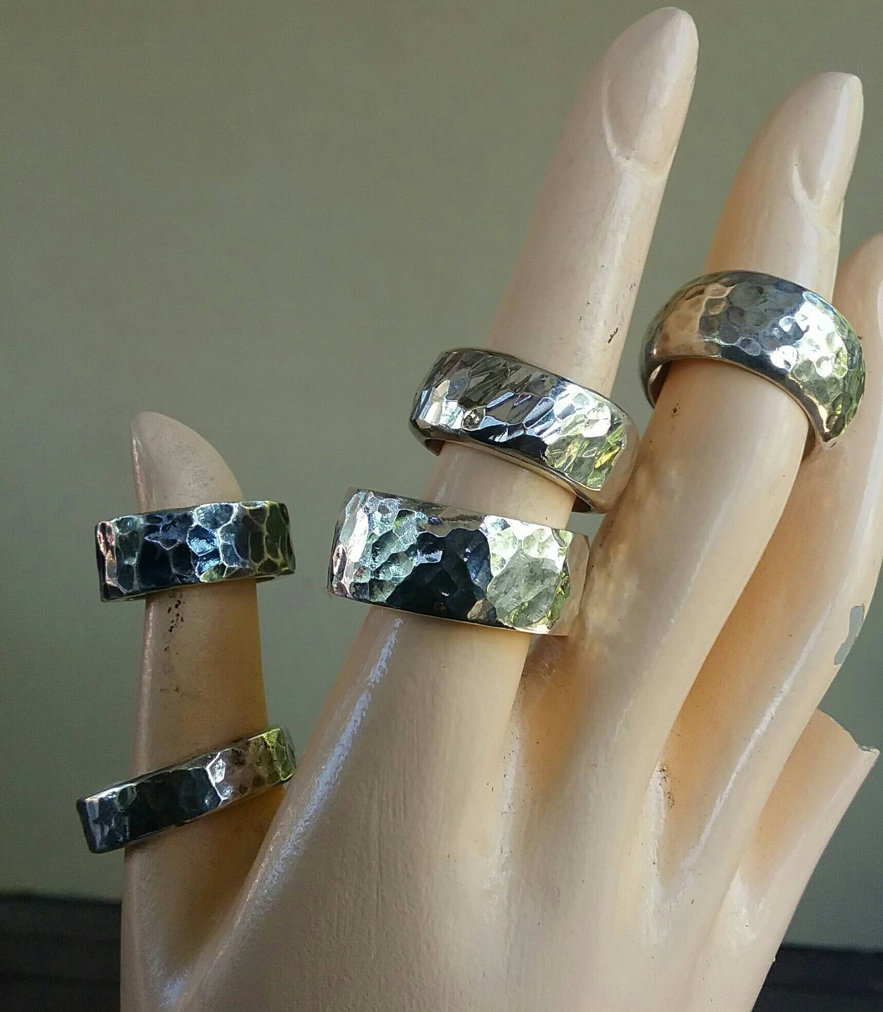 Chunky ringheavy solidsterling silver hammeredrustic | Etsy