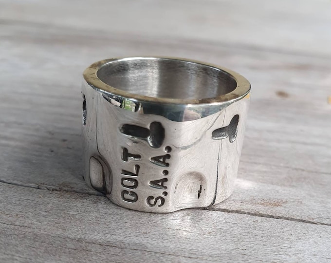 Colt,gun Barrel Ring,17mm,sterling Silver,chunky Ring,colt,s.a.a 45 ...