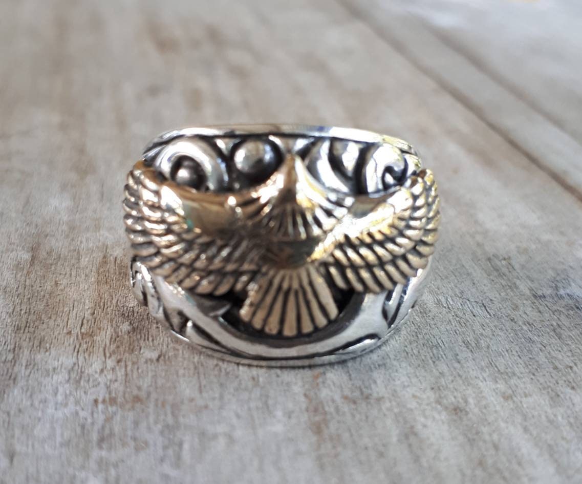 Phoenix Ring, Eagle Ring,two Tone,sterling Silver ,brass,bird,boho ...