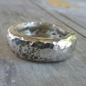 Chunky Ring,heavy Band,rustic,solid, Hammered,sterling Silver,handmade ...