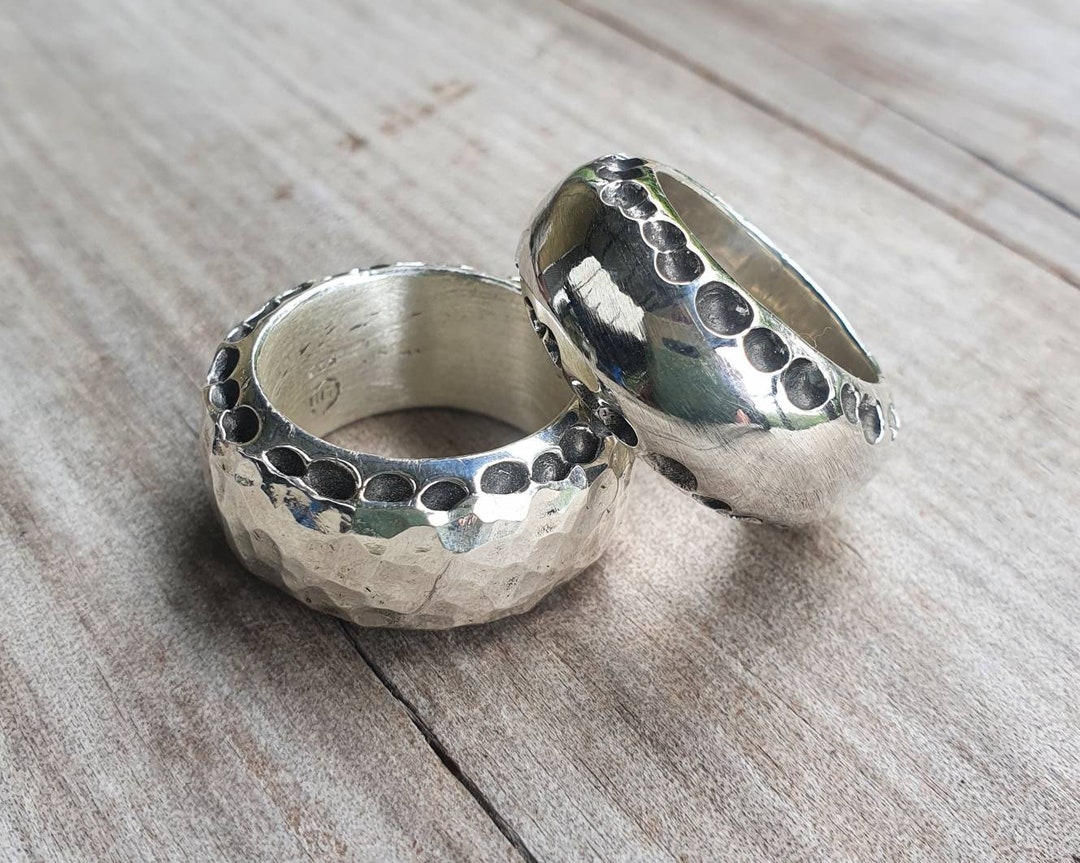 Heavy Wide Sterling Silver Ring,chunky Rustic,hammered Thick Band,mans ...