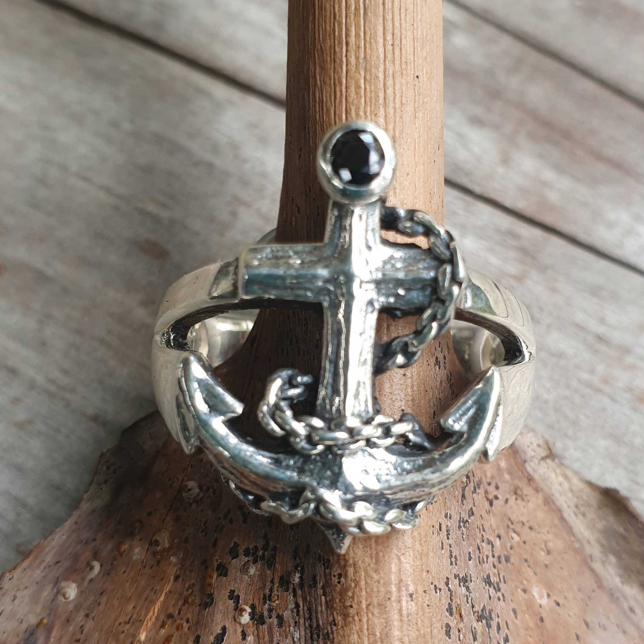 Large Anchor Ring, Sterling Silver, Nautical,sailor,surf,pirate ...