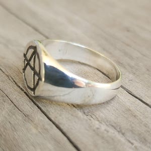 Anarchy Ring,small, Round Top, Sterling Silver, Signet,pinkie Ring ...