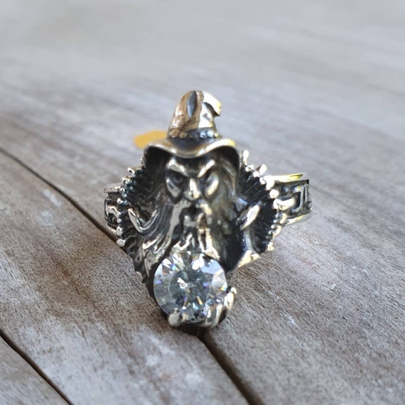 Wizard Ring Sterling Cz Silver Magic Fantasy Mythical | Etsy