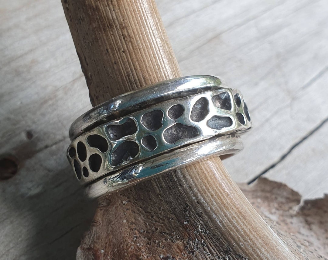 Nugget Ring,chunky,3 Piece Stacker,sterling Silver,industrial,mans ...
