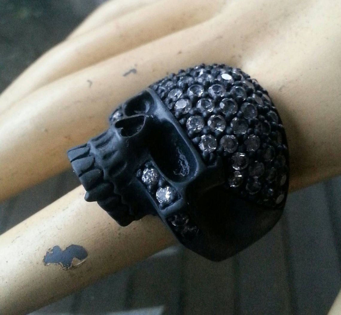 Skull Bling Large Gangster Sterling Silver Ring Steampunk - Etsy