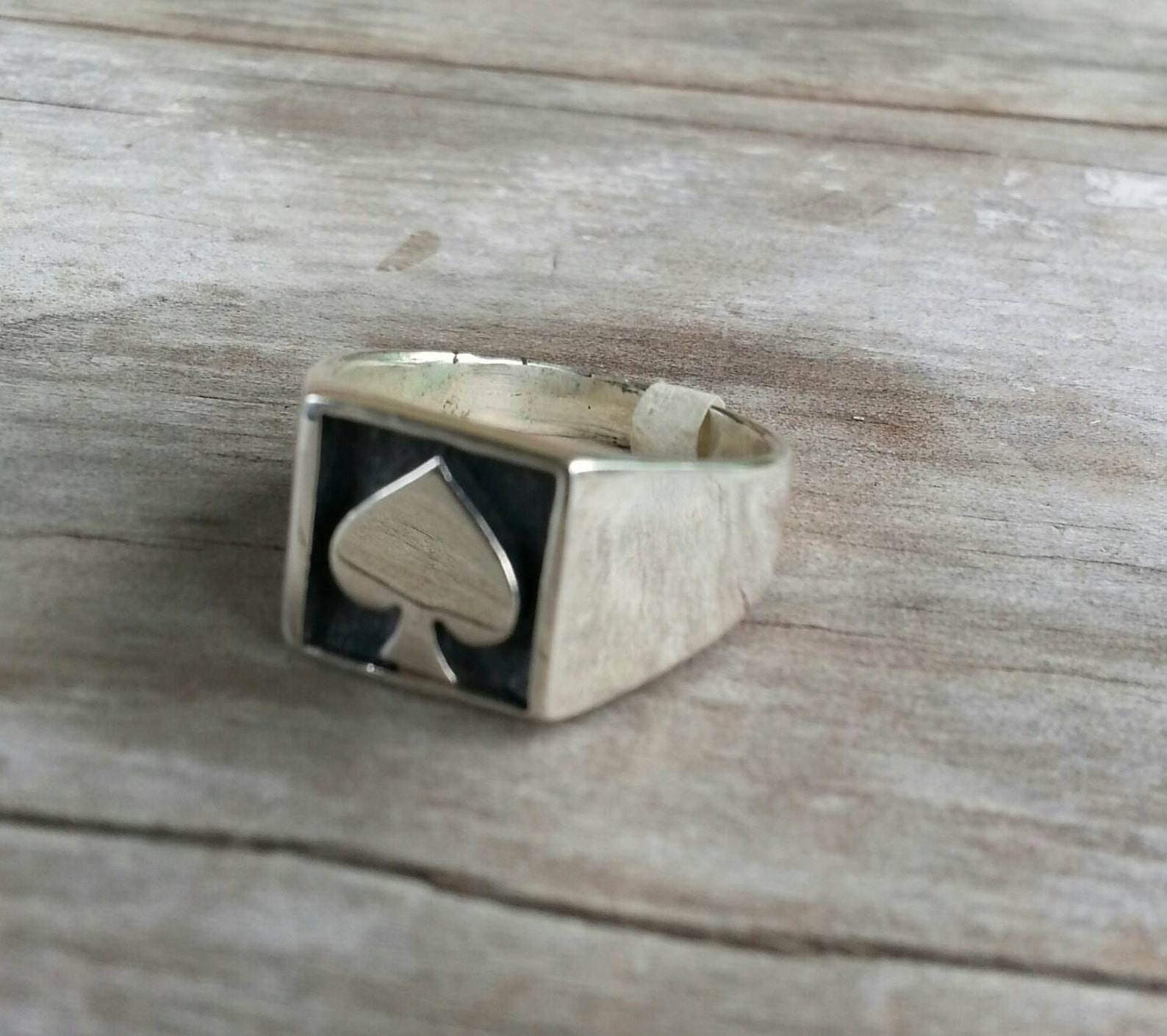 Ace of Spades Ringsignet Ring Gamblingcardssterling | Etsy