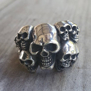 Skull Ring, Sterling Silver,chunky Unisex Steampunk,gothic,chunky Ring ...