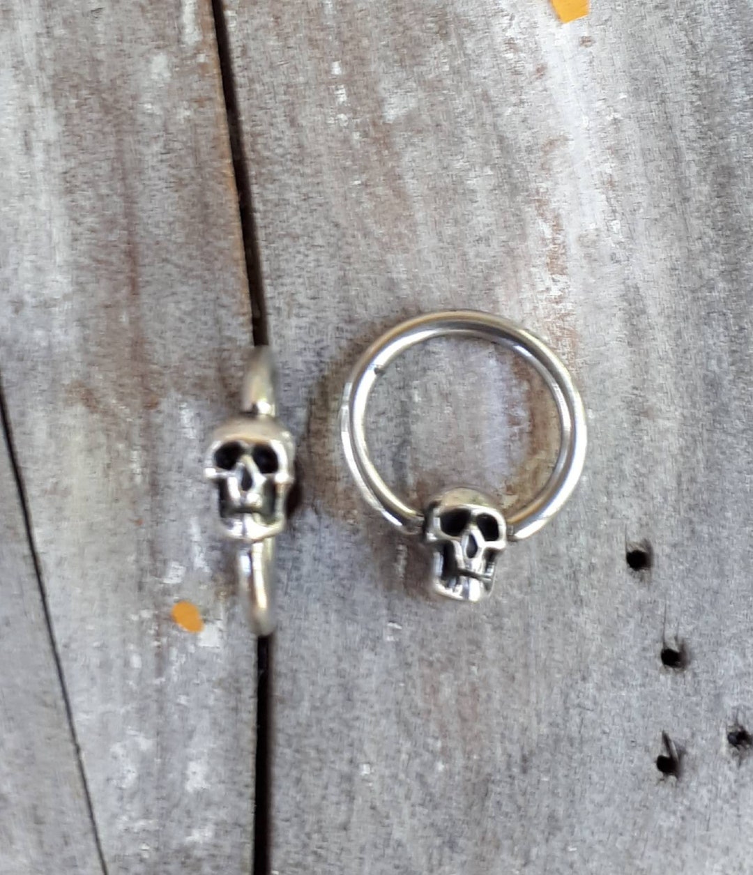Skull Bcr,skull Earring,bcr Skull Bead,sterling Silver,skull Bc,skull ...