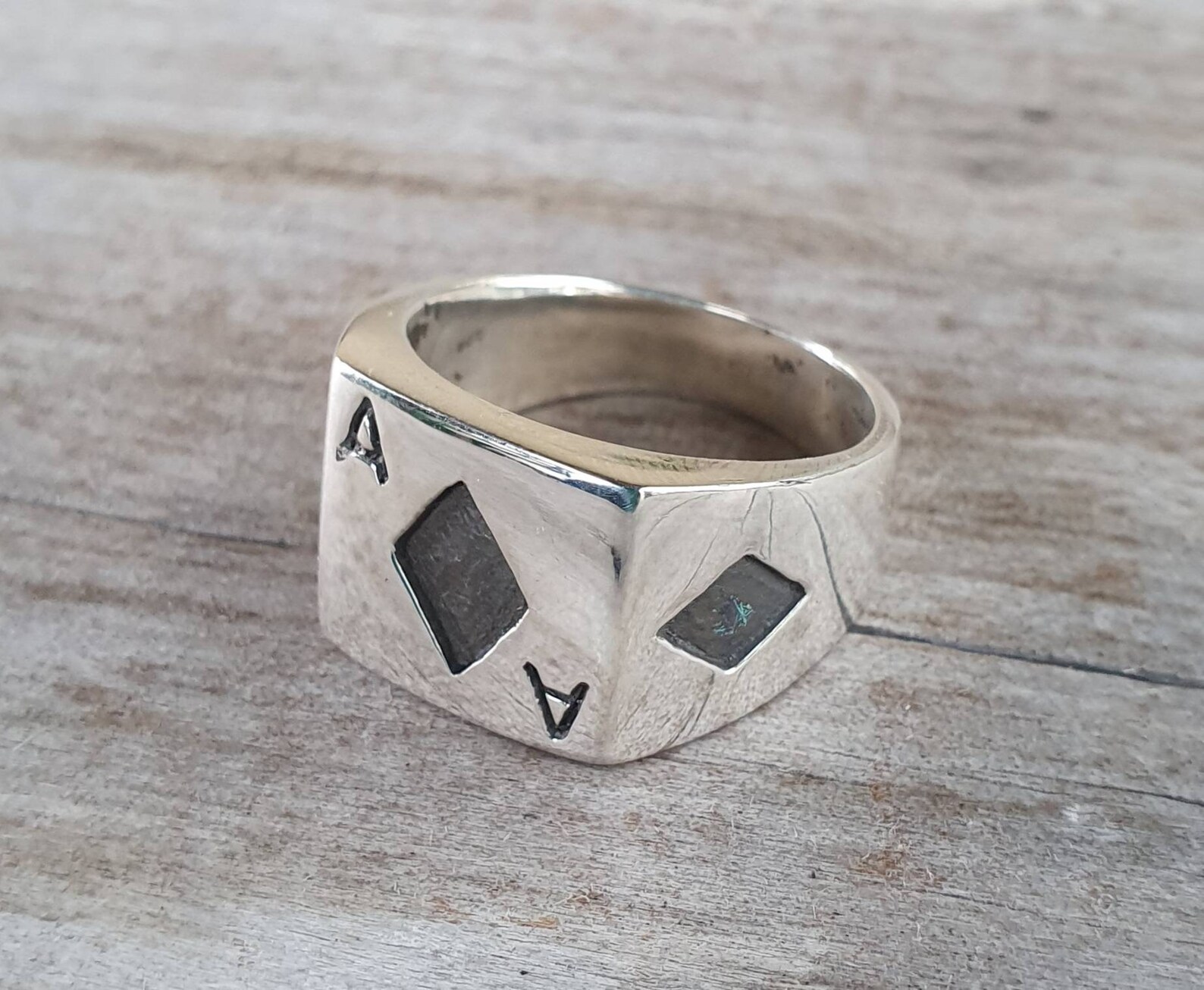 Ace of Diamonds Ringgamblingsterling Silverace Ringvegas - Etsy