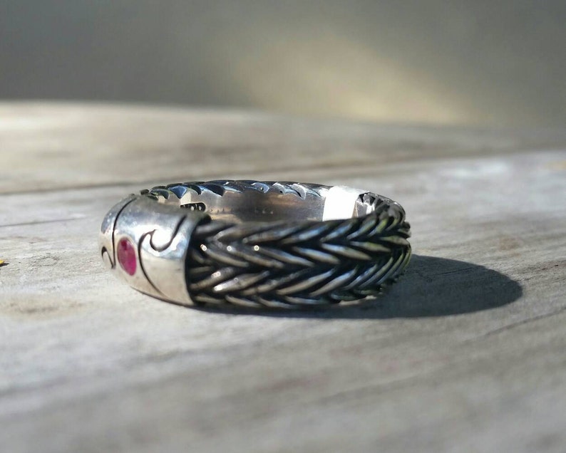 Mans Modern Ruby Wave Surfer Signet Wedding Dress Ring - Etsy
