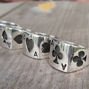 Ace Rings,full Set,4 Sterling Silver Rings, Gambling, Cards,oxidized ...