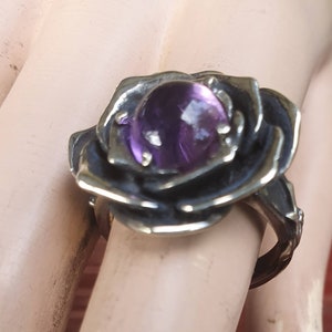 Rose Ring,amethyst,sterling Silver,handmade,large Rose,boho,big Chunky ...