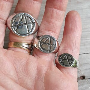Anarchy Ring,small, Round Top, Sterling Silver, Signet,pinkie Ring ...