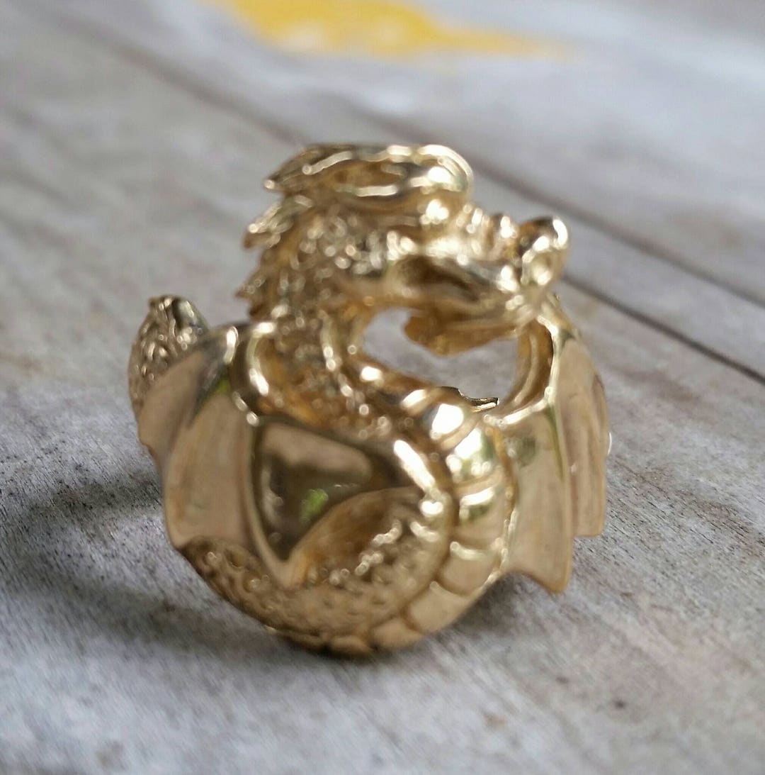 Gold Dragon Ring,9ct Gold,made TO Order,fantasy,handmade, Mythical ...