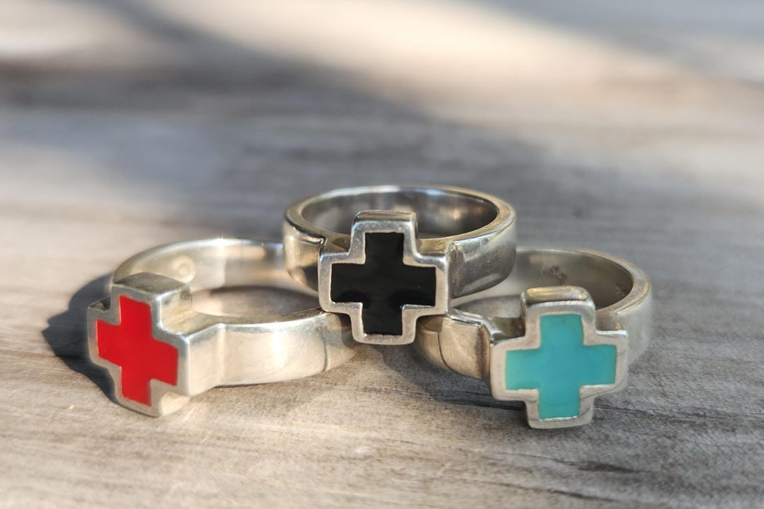 Cross Ring,925 Sterling Silver,red Cross,even Cross, Christian,celtic ...