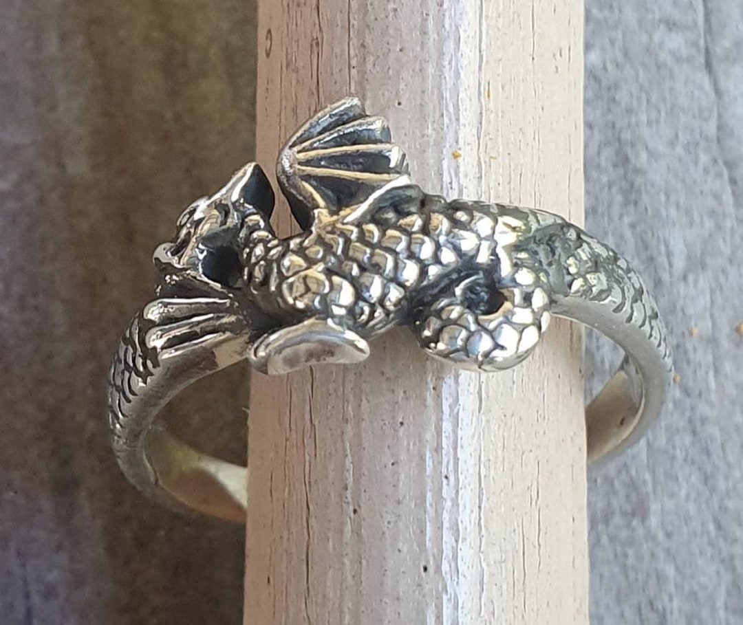 Dragon Ring,sterling Silver,small Dragon Ring,welsh Dragon,pinkie Ring ...