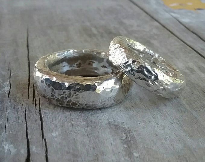Chunky Ring,heavy Band,rustic,solid, Hammered,sterling Silver,handmade ...