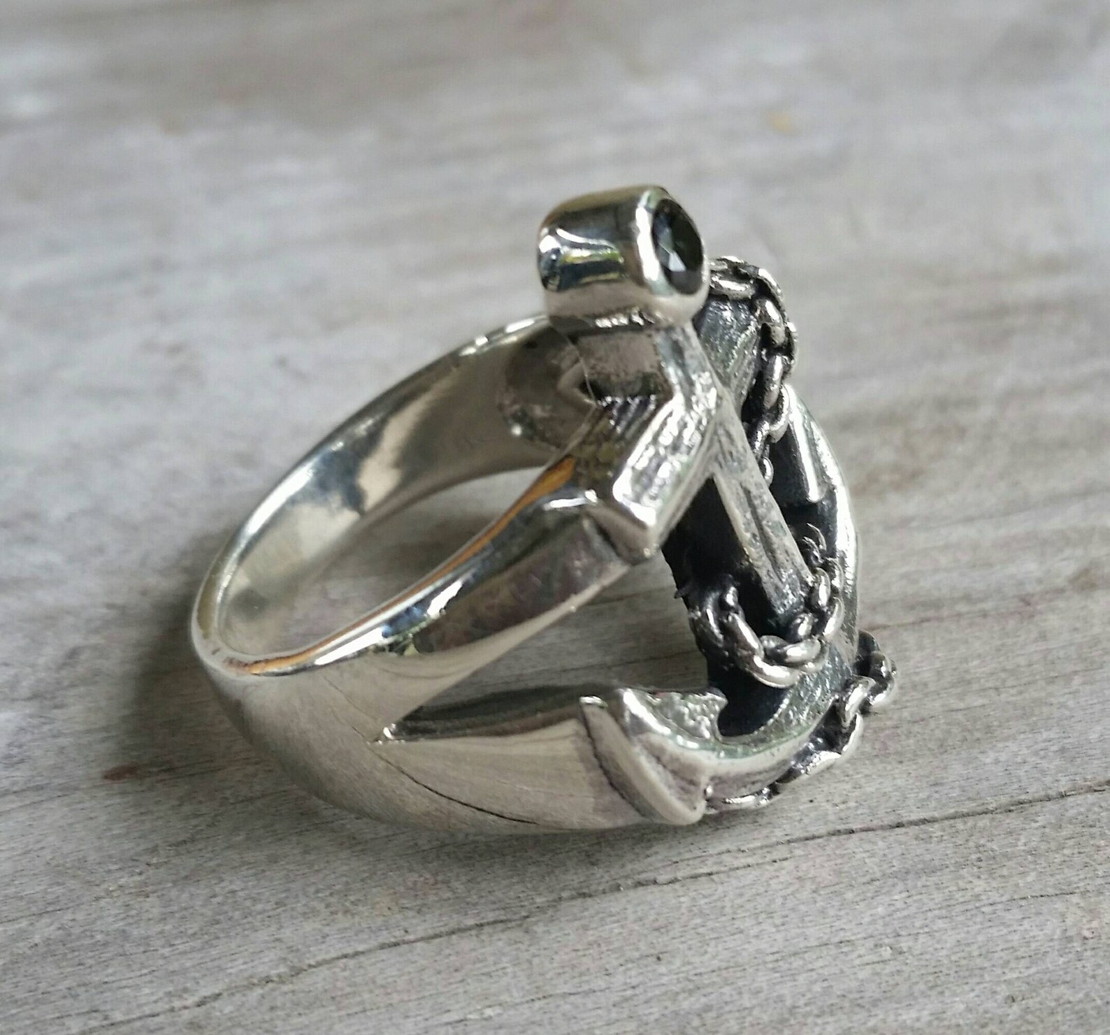 Large Anchor Ring, Sterling Silver, Nautical,sailor,surf,pirate ...